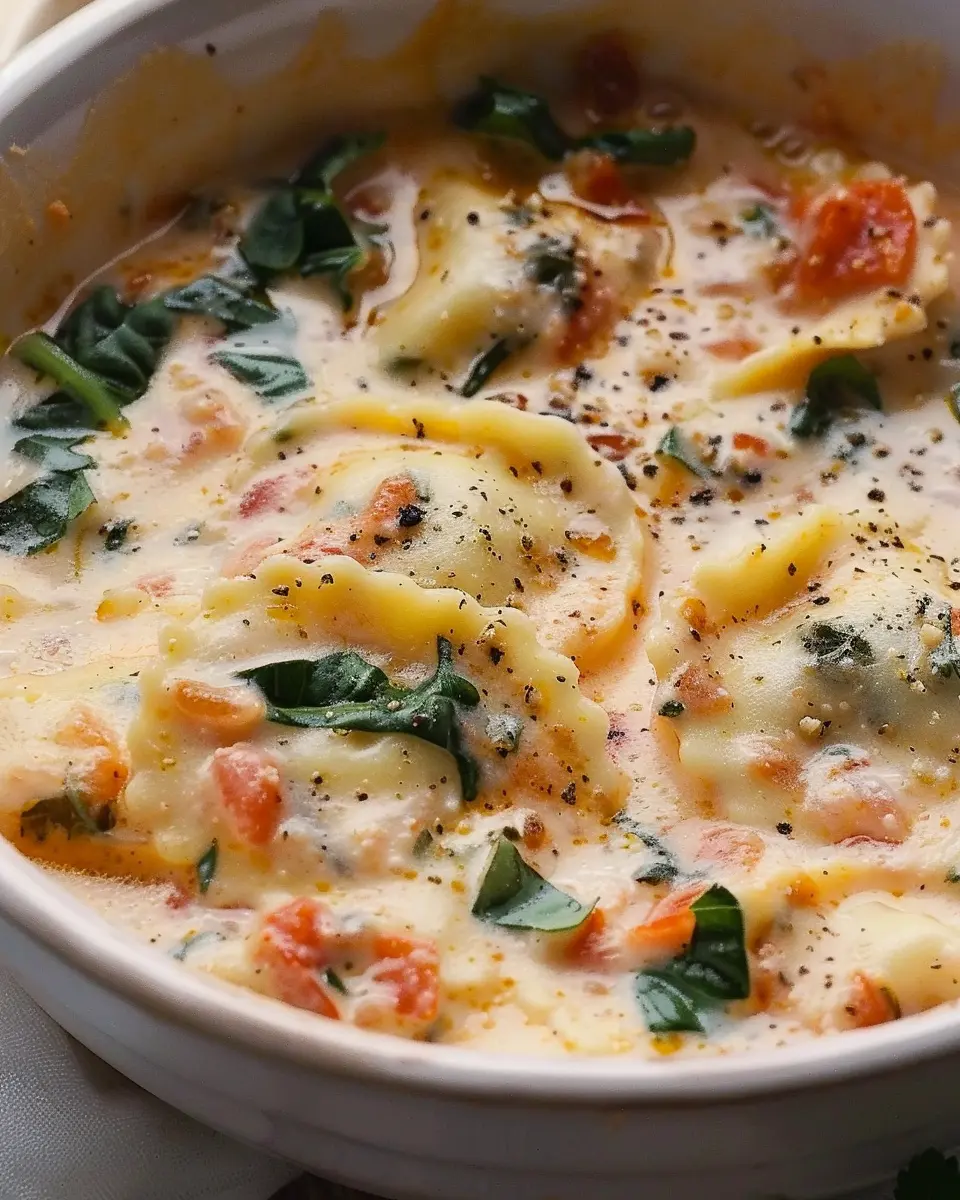Creamy Tuscan Ravioli Soup