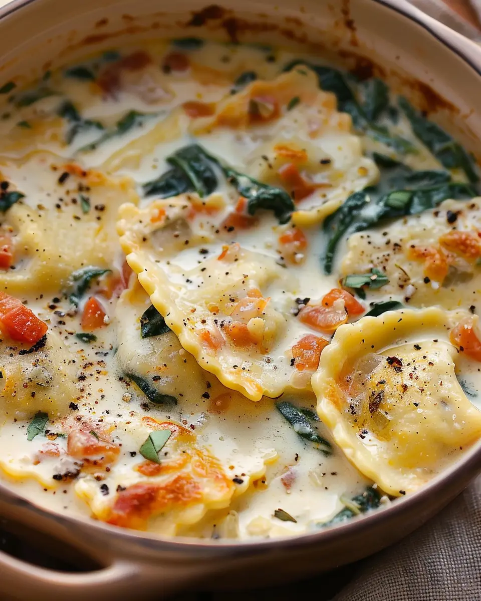 Creamy Tuscan Ravioli Soup
